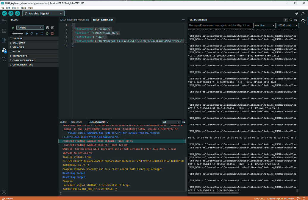 Arduino IDE 2 2 1 Debug Failure GIGA R1 WiFi Arduino Forum