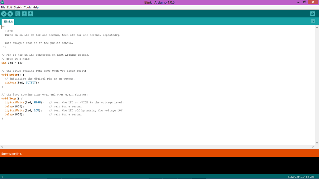 Message Says Error Compiling On My First Example Program General