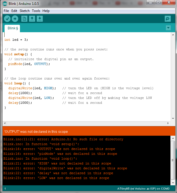 Problems On Programing Attiny85 With Arduino Uno 3rd Party Boards