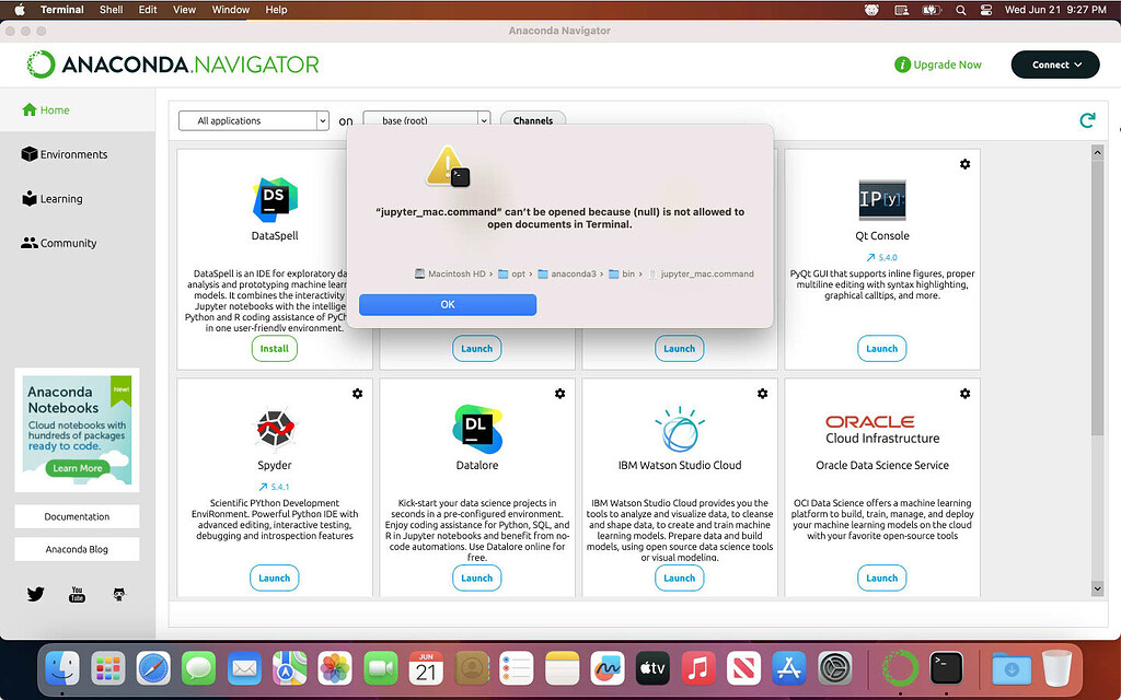 Error Message When Launching Anaconda Jupyter Notebook On MacOS Ventura