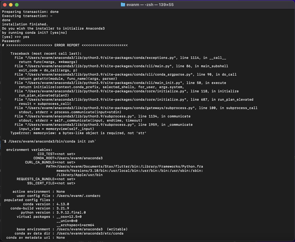 Conda Init Error Reads TypeError Memoryview A Bytes like Object Is 