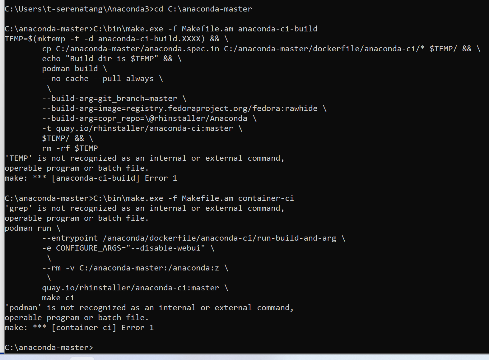 Unable To Run Anaconda Unit Tests Technical Topics Anaconda Community