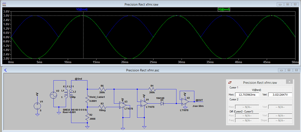 LT1078 Opamp as precision AC current measurement (full wave voltage ...