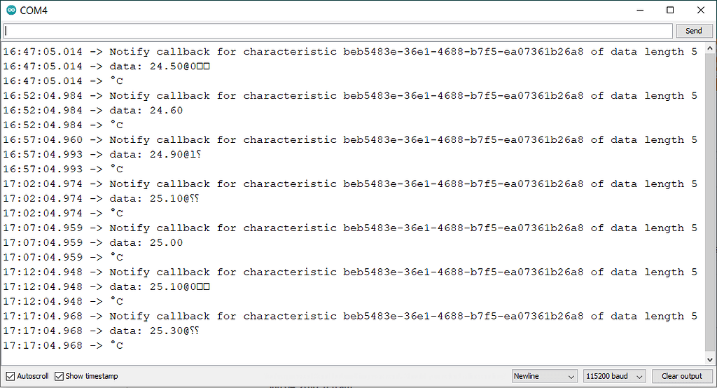 ESP32 BLE - Client device receiving temperature value with special characters - General Guidance ...