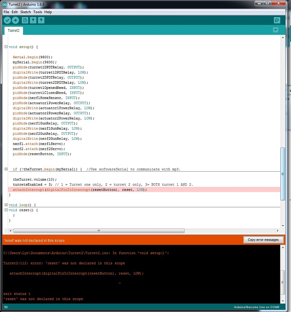 attachInterrupt error - Programming - Arduino Forum
