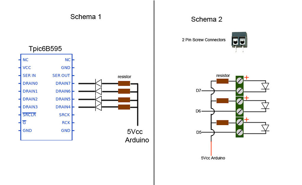 How to connect LEDs with 2 pin screw connectors - LEDs and Multiplexing ...