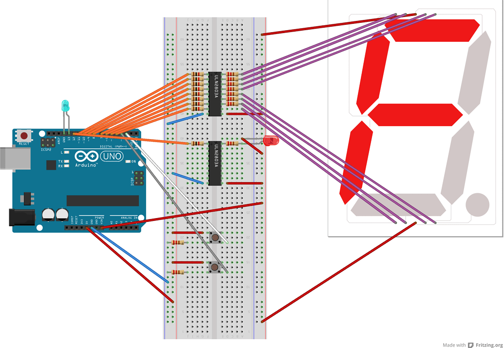 Using two switches to control large 7 segment display with ULN2803A ...