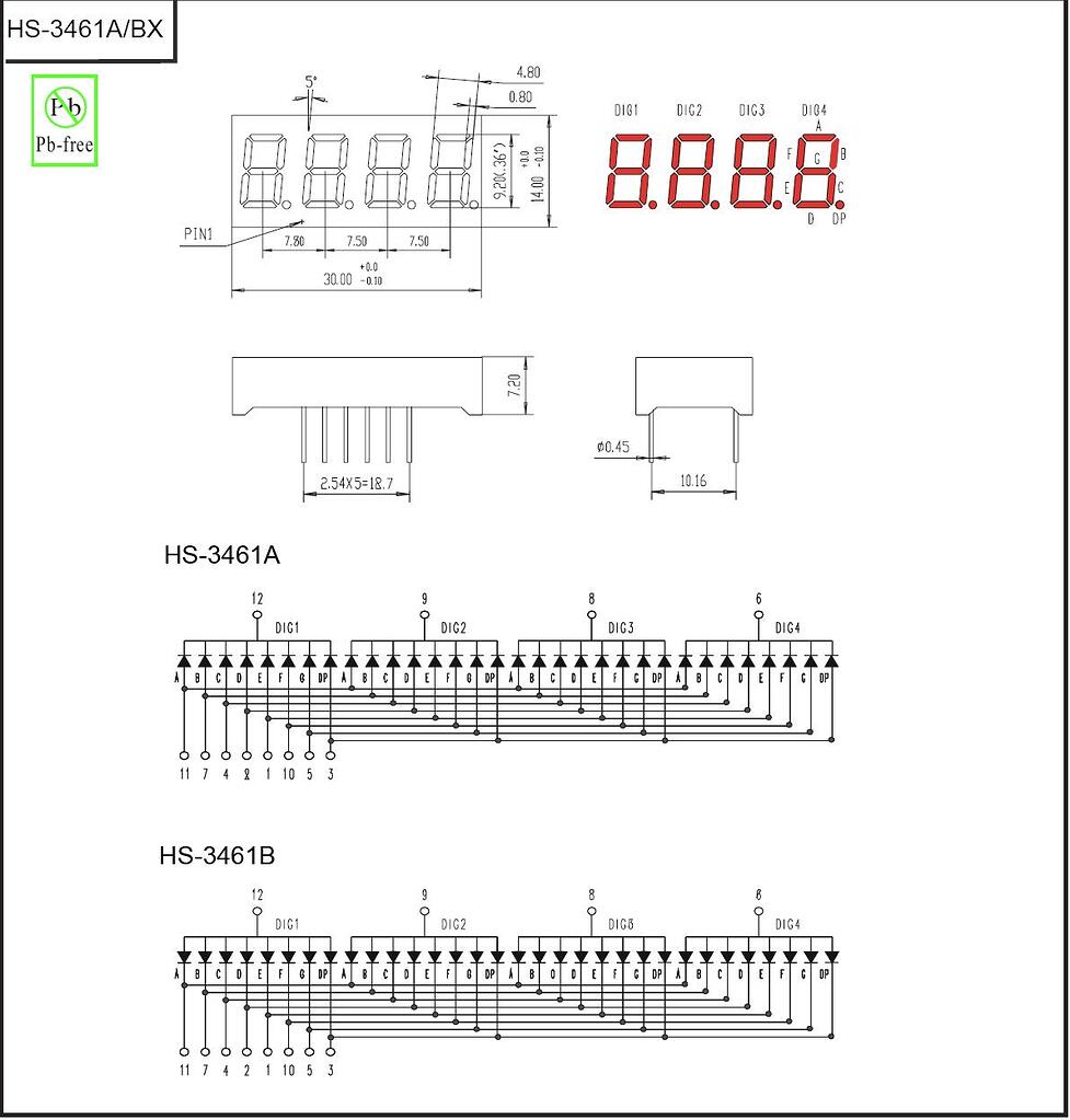 4 Digits 7 Segments 12 Pins 3461bs Please Help Leds And Multiplexing Arduino Forum