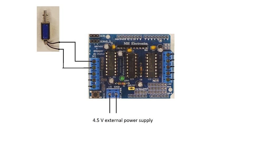 Controlling a solenoid with a L293d motor shield - Motors, Mechanics ...