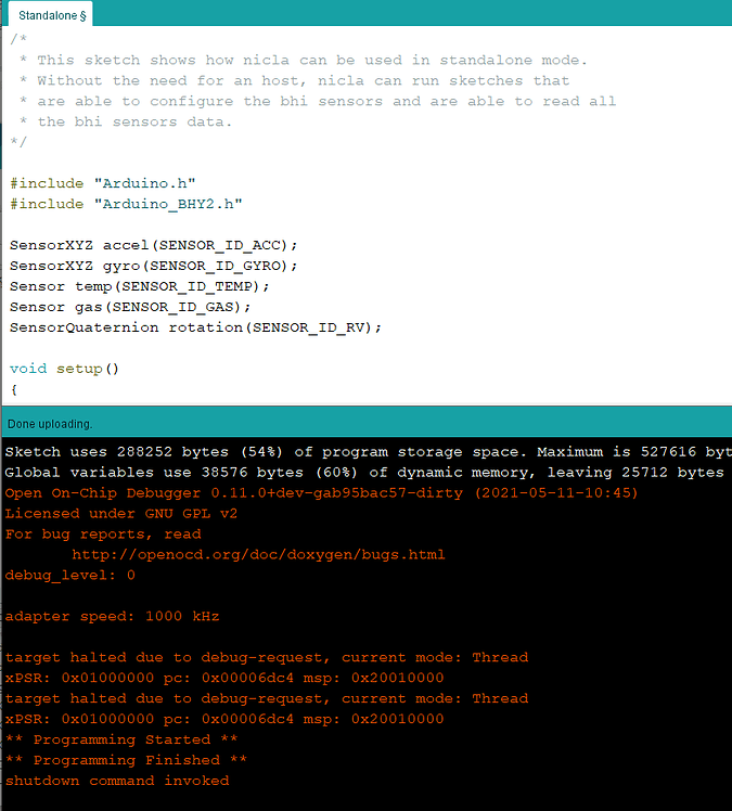 NICLA Sense ME Error while uploading - 3rd Party Boards - Arduino Forum