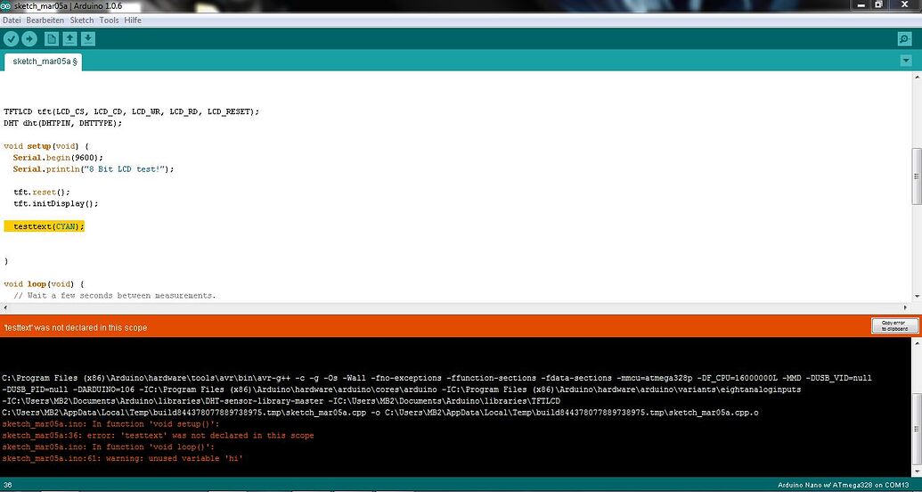 Arduino uno TFT2.4 und DHT11 - Deutsch - Arduino Forum