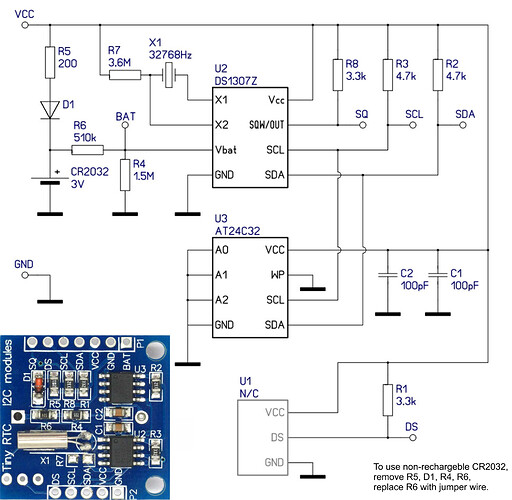 DS1307 + AT24C32 not keeping time when on battery - Networking, Protocols, and Devices - Arduino ...