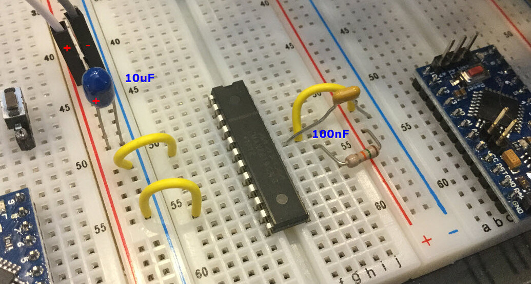 Putting capacitors onto breadboard - LEDs and Multiplexing - Arduino Forum