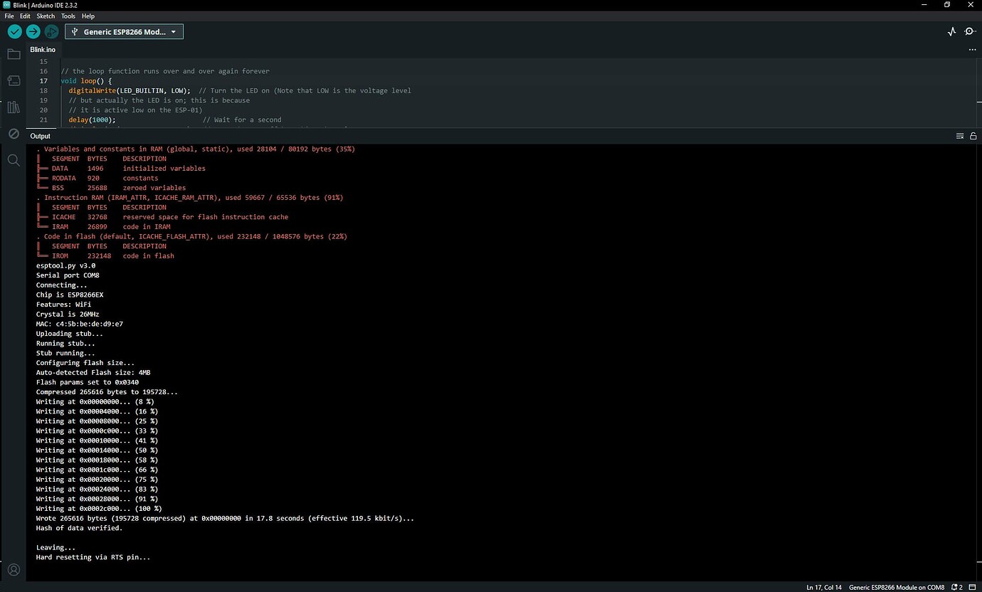 ESP-01S on Arduino MEGA 2560 - A fatal esptool.py error occurred: Failed to connect to ESP8266 ...
