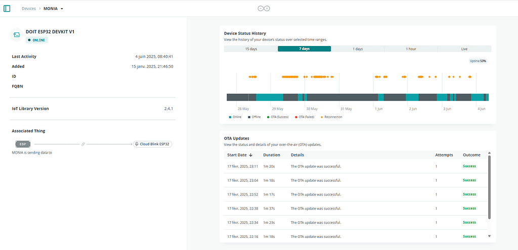 Status ESP32 connected / disconnected to WIFI - Cloud IoT - Arduino Forum Status ESP32 connected / disconnected to WIFI - Cloud IoT - Arduino Forum
