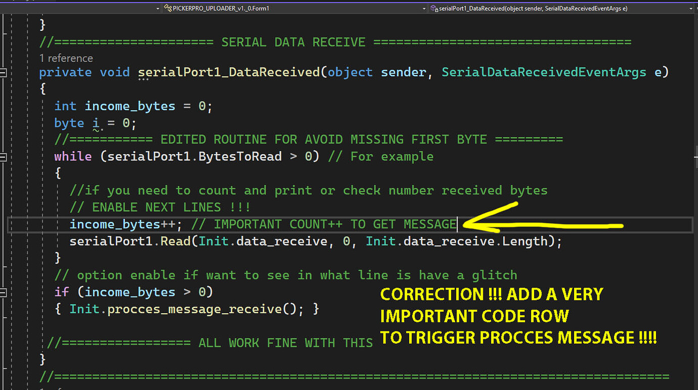 [ SOLVED ] C# win10 serial terminal MISSING FIRST BYTE ! - Interfacing w/ Software on the ...