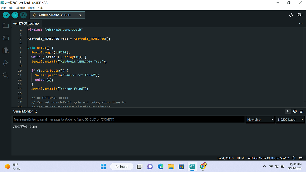 Problem getting readings from VEML7700 Sensor - Sensors - Arduino Forum