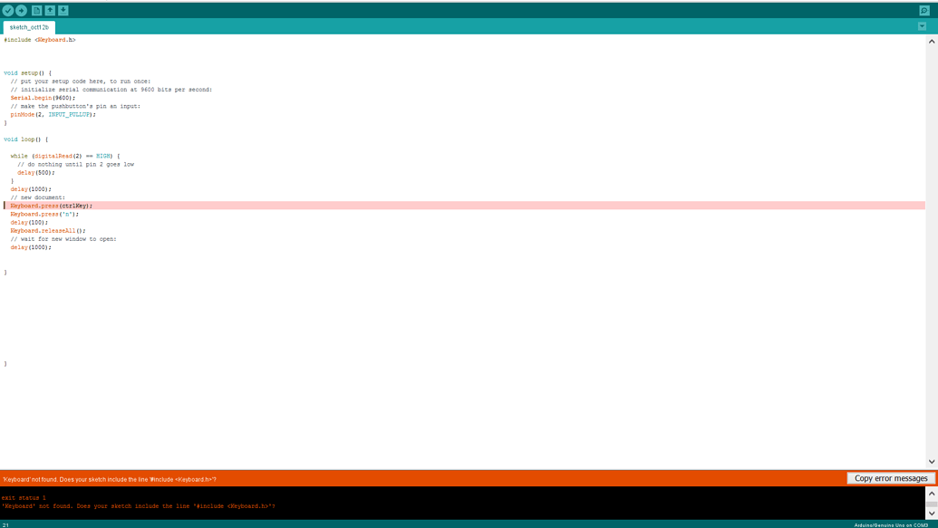 Mapping a button press to keyboard button press/Keyboard Library not working - Programming ...