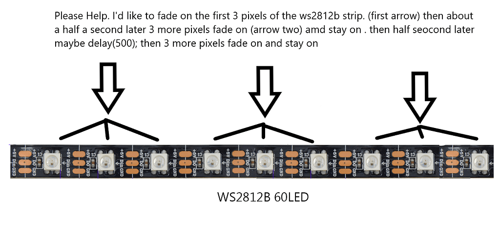 Ws2812b Arduino Fade 10 Leds On Half A Second Later Fade Another 10 Leds On Whil Leds And 