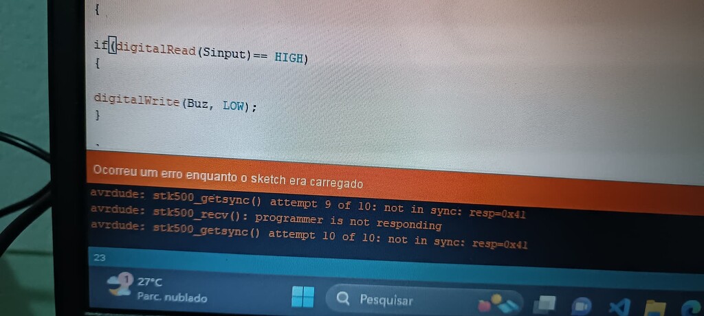 Erro ao carregar código - Português - Arduino Forum