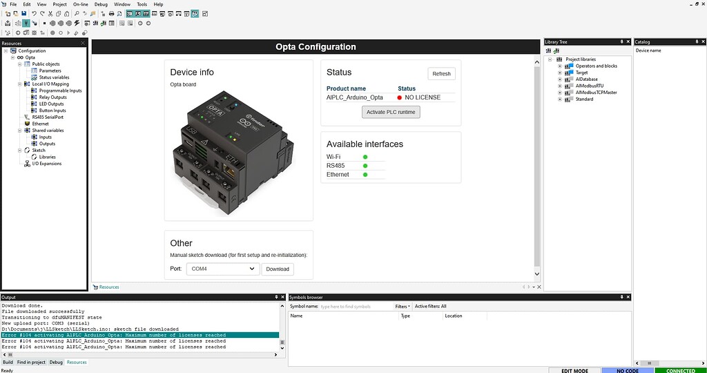 Could Not activate License for Arduino Opta - PLC IDE - Arduino Forum