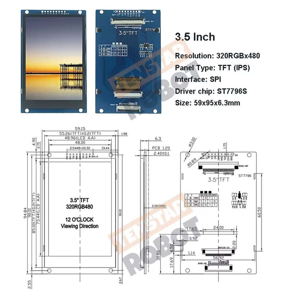 How can i use this tft screen st7796S - Networking, Protocols, and Devices - Arduino Forum