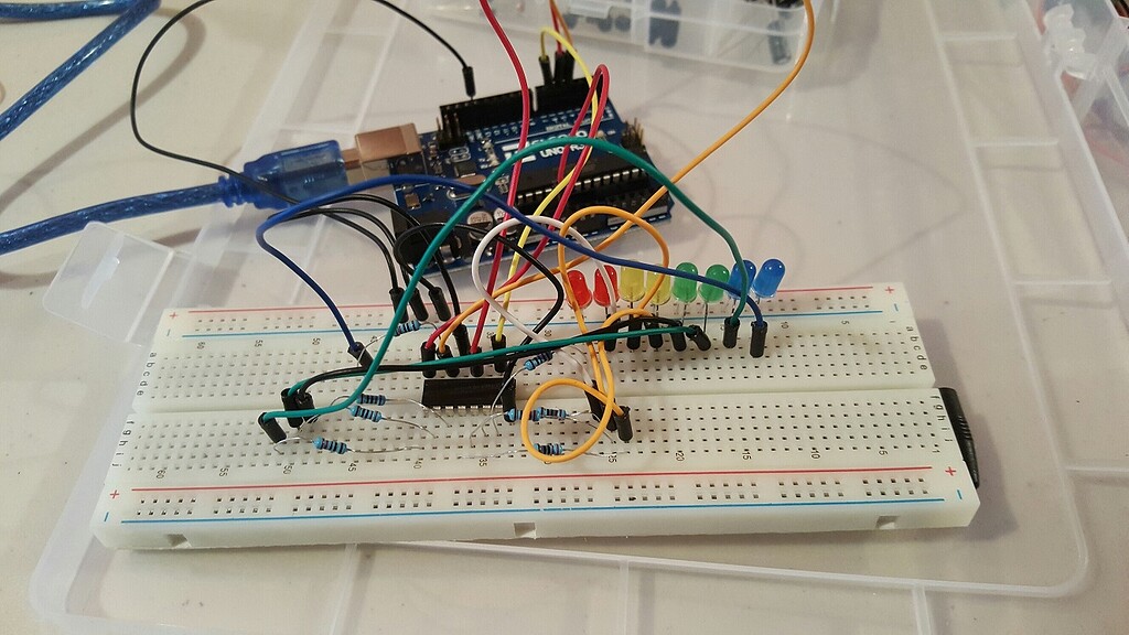 Can't get Shift Out Register (74hc595) to loop with 8 LEDs - LEDs and ...