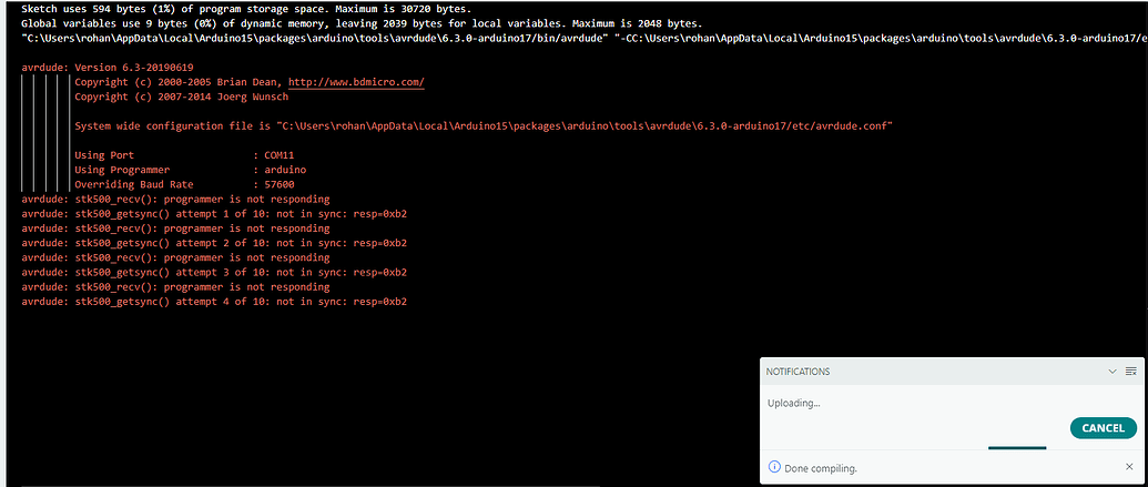 Getting upload error - Uploading - Arduino Forum