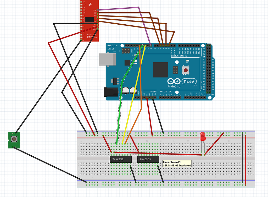 "PushButtonstoggleLEDsshiftregmultiplexer" example from Control Surface library - Audio ...