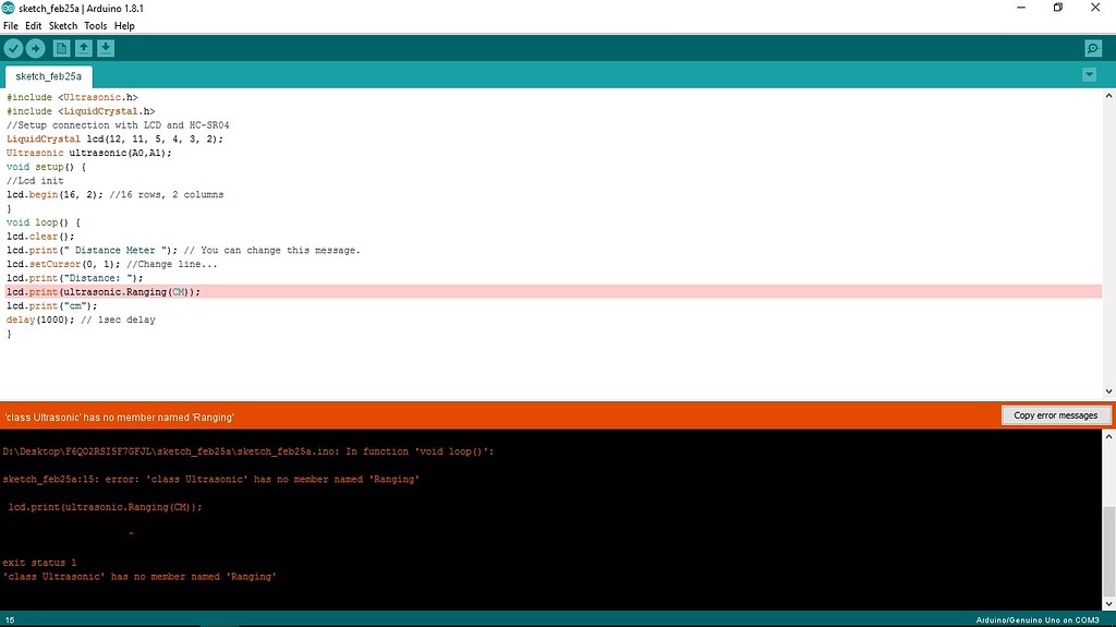Class Ultrasonic Has No Member Named Ranging Programming Arduino Forum