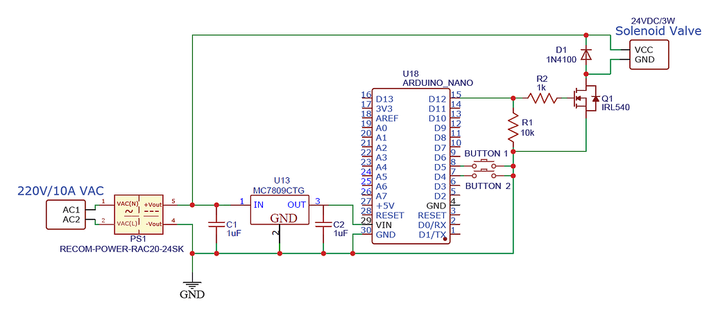 Guide in designing circuit with Solenoid Valve (12VDC and 24VDC) interfaced with Arduino Nano ...