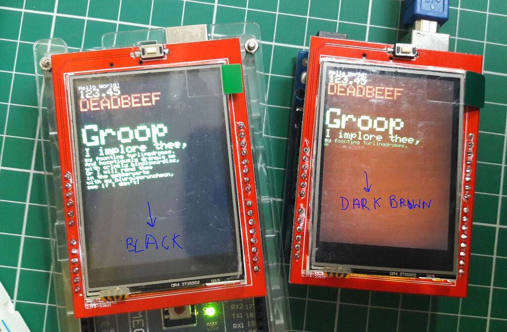Same TFT displays (ILI9340), but one is showing washed out Black color - Displays - Arduino Forum
