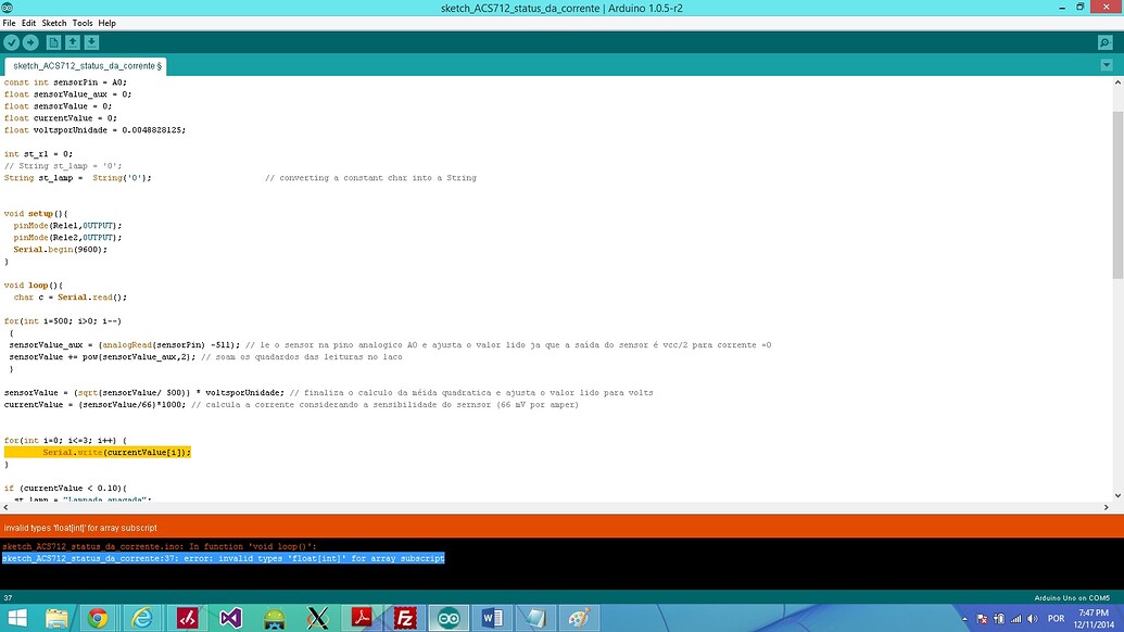 error: invalid types 'float[int]' for array - Programming - Arduino Forum