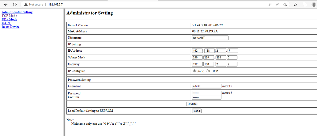 Arduino interfacing with ATC-1000 TCP/IP to RS-232 convertor - Networking, Protocols, and ...
