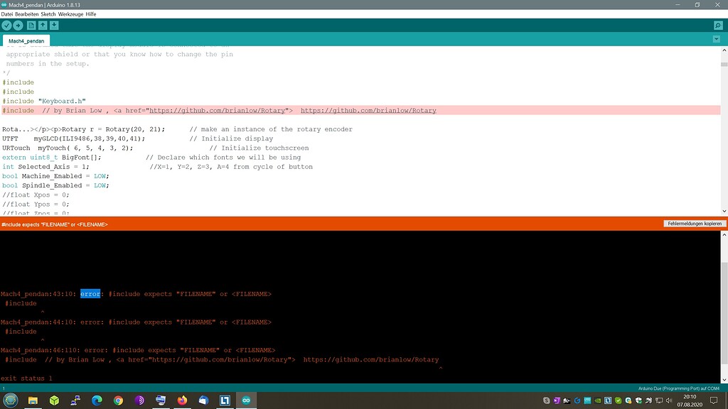 error Meldung - Deutsch - Arduino Forum