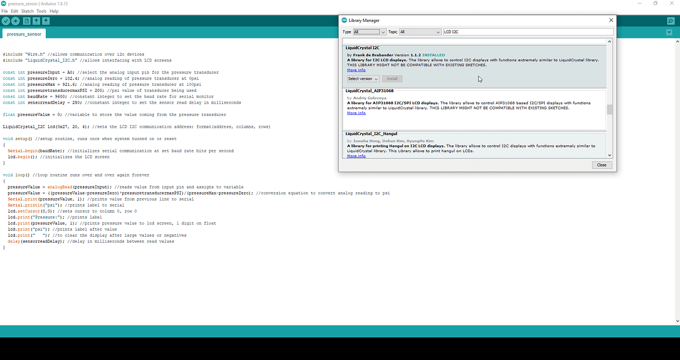 Pressure sensor LCD I2C problem - General Guidance - Arduino Forum
