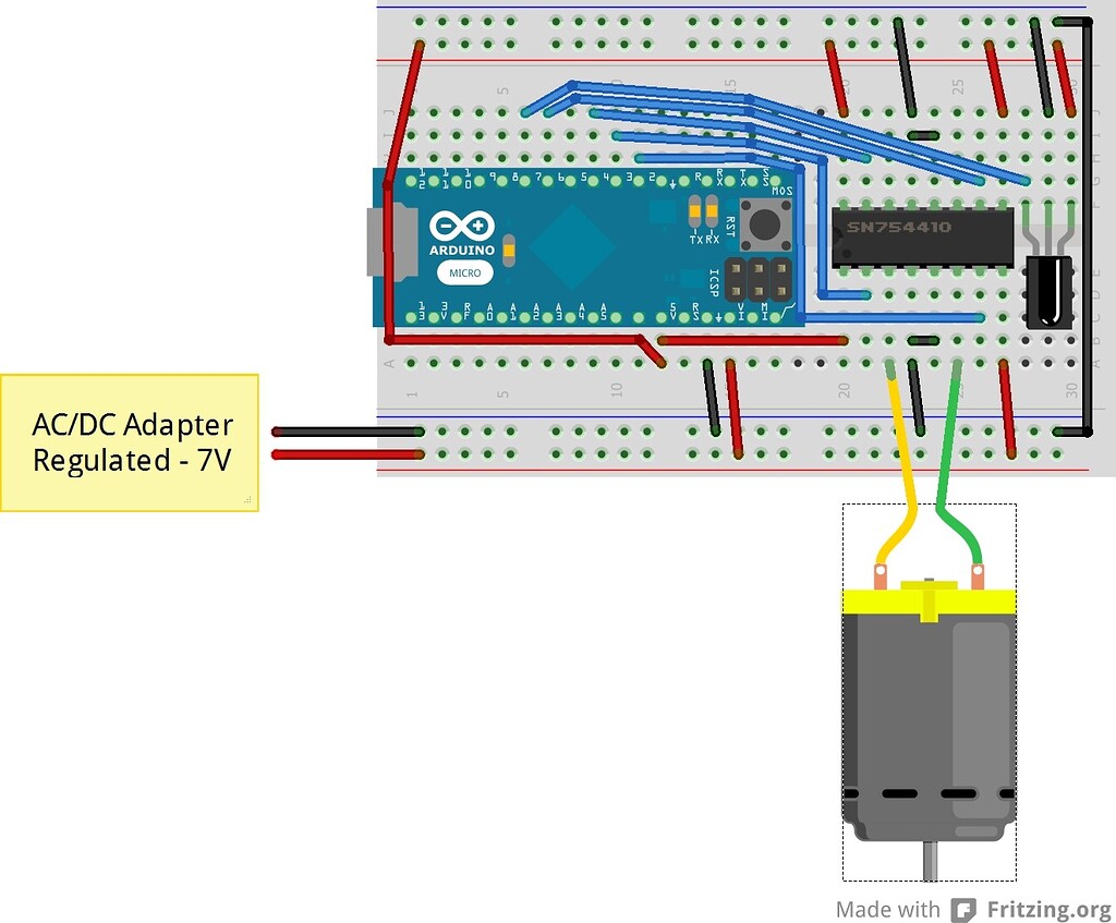 Arduino Micro with SN754410NE DIP-16 H Bridge - Motors, Mechanics ...
