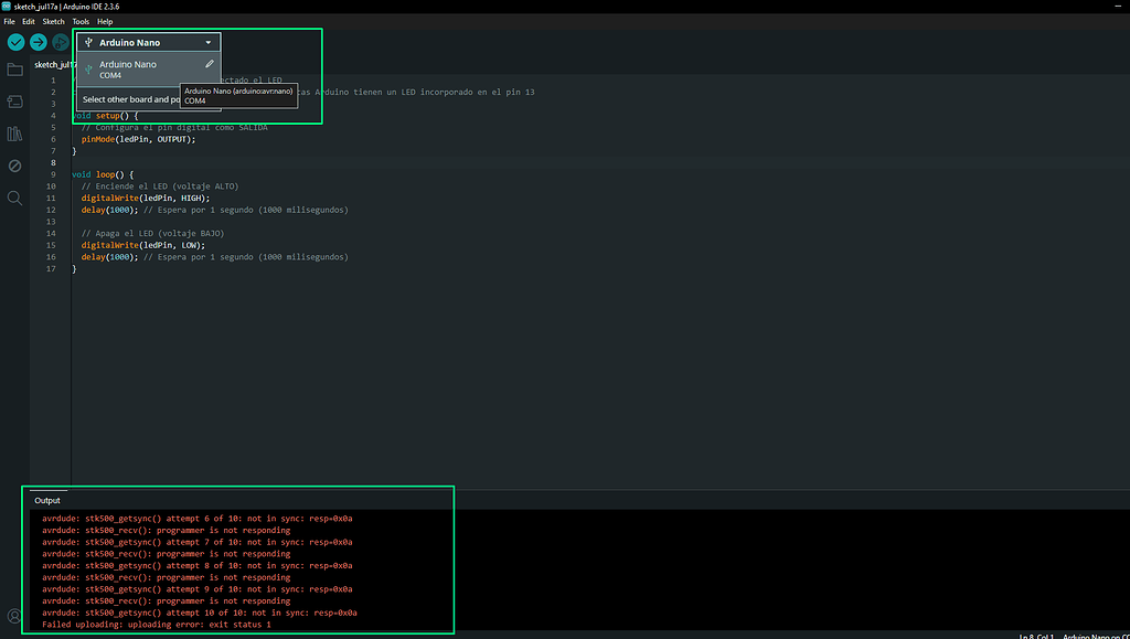 Vrdude: stk500_recv(): programmer is not responding. Chip: ATmega328P U-TH | CH340C 205695E24 ...