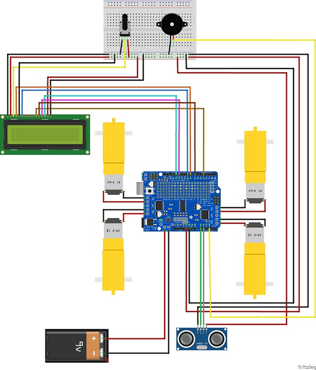 State machine controlling dc motor/ buzzer/ lcd / ultrasonic ...