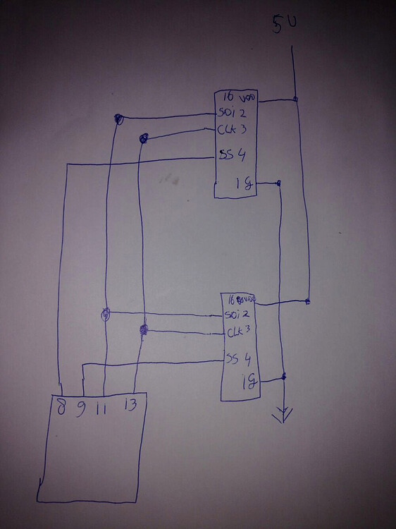 SPI Daisy chained shift register - LEDs and Multiplexing - Arduino Forum