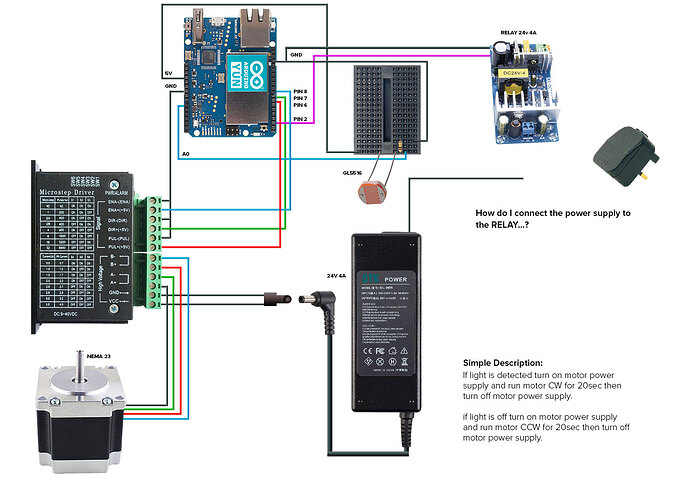 Nema23 + tb6600 + LDR = run motor when light is detected ... - Programming - Arduino Forum