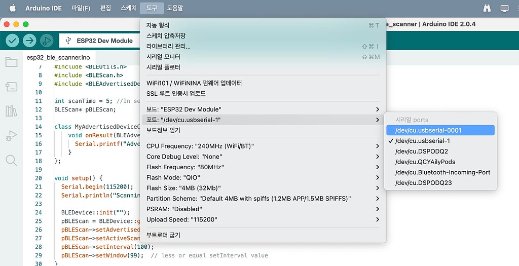 How can i select the item of port list of arduino ide in MacOS ventura ...
