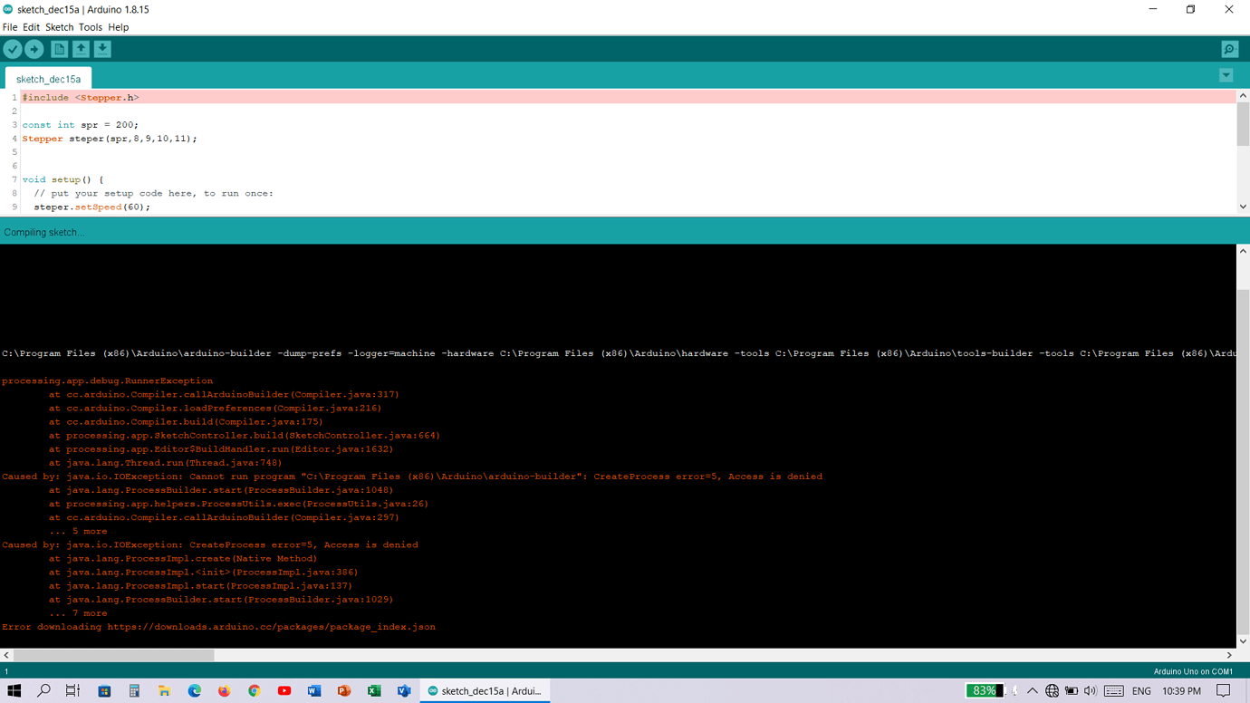 The compiling isn't bieng done! - Programming - Arduino Forum