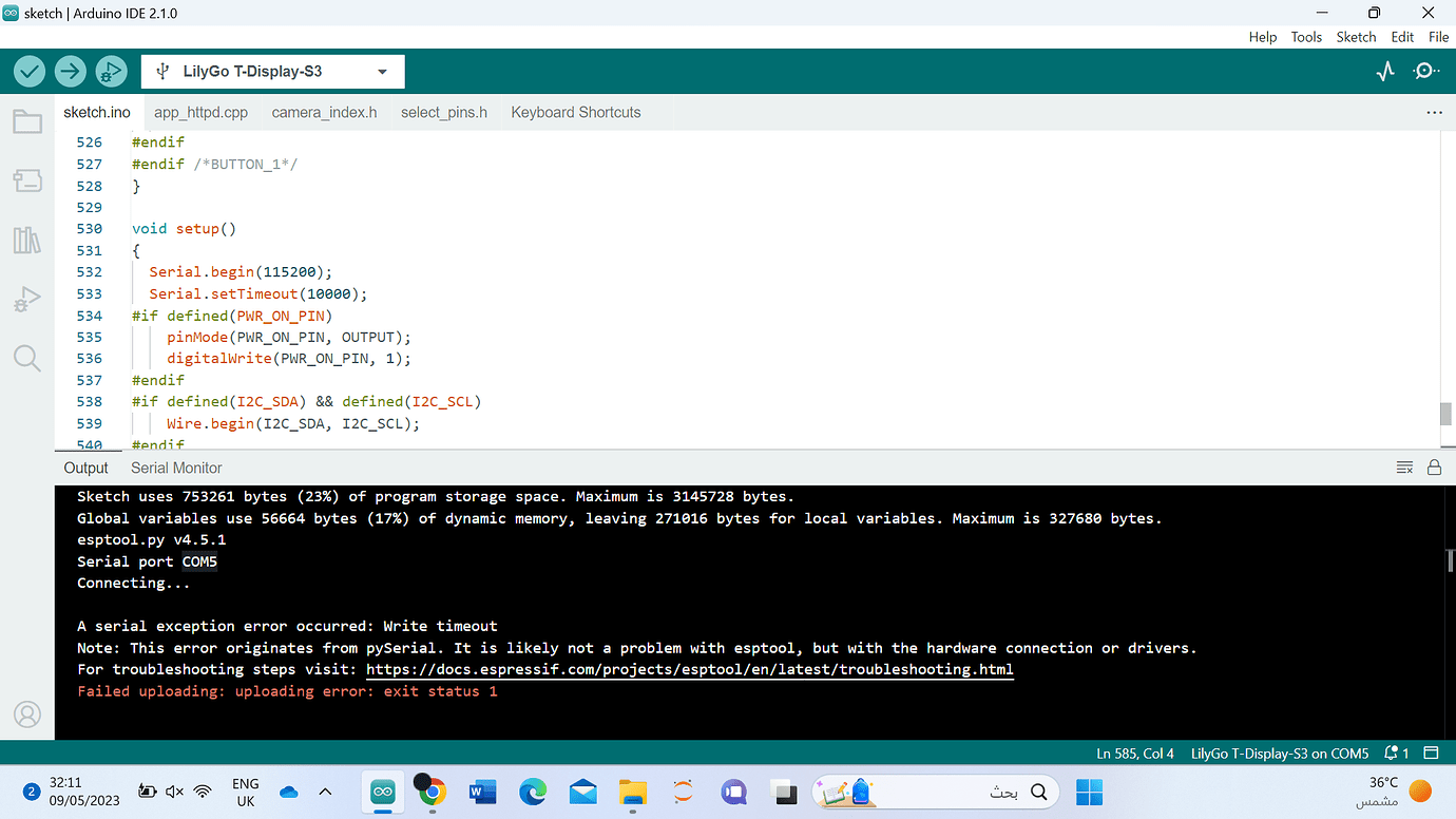 When I power up the ESP32-S3 camera system, I get an error on (timeout) - Uploading - Arduino Forum