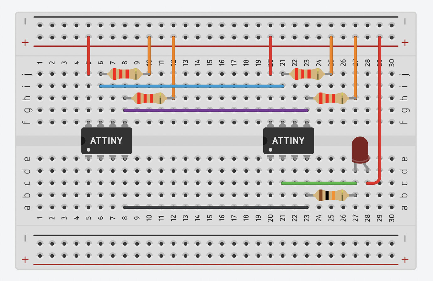 Using two ATTiny85 slave master I2C communication with TinyWire Library - 3rd Party Boards ...
