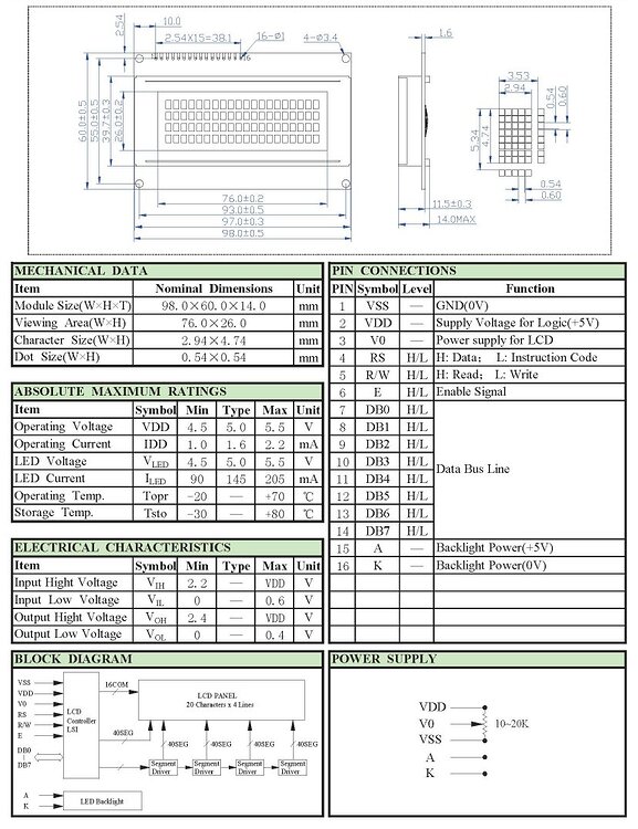 how to read LCD datasheet to figure out required resistor? - Displays ...