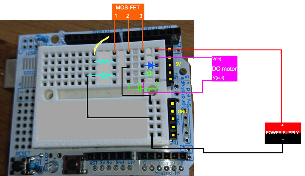 Using MOS-FET driver modules with external power for a servomotor and a ...