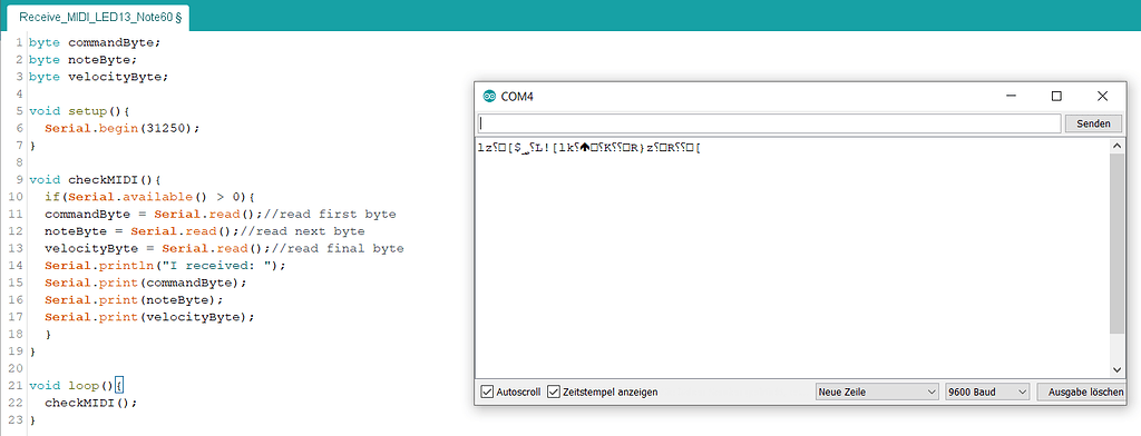 Receive MIDI via DIN midi cabling and display on serial monitor using UNO - Audio - Arduino Forum