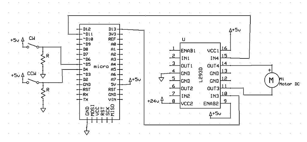 PWM DC Motor drive using H Bridge and momentary inputs for direction ...