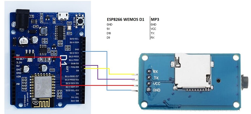 Communication Wemos D1 wifi to Serial Mp3 (yx5300) Player not working - Programming - Arduino Forum